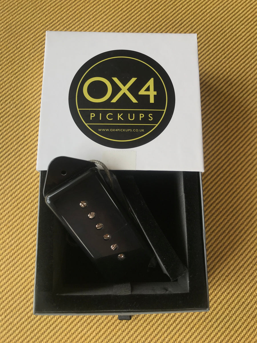 P90 Dogear Bridge Pickup w Black Butyrate Cover from OX4 - Click here ...