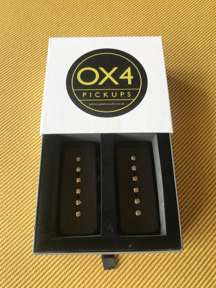 P90 Soapbar Pickup set with Black Butyrate Covers from OX4 -Click here ...